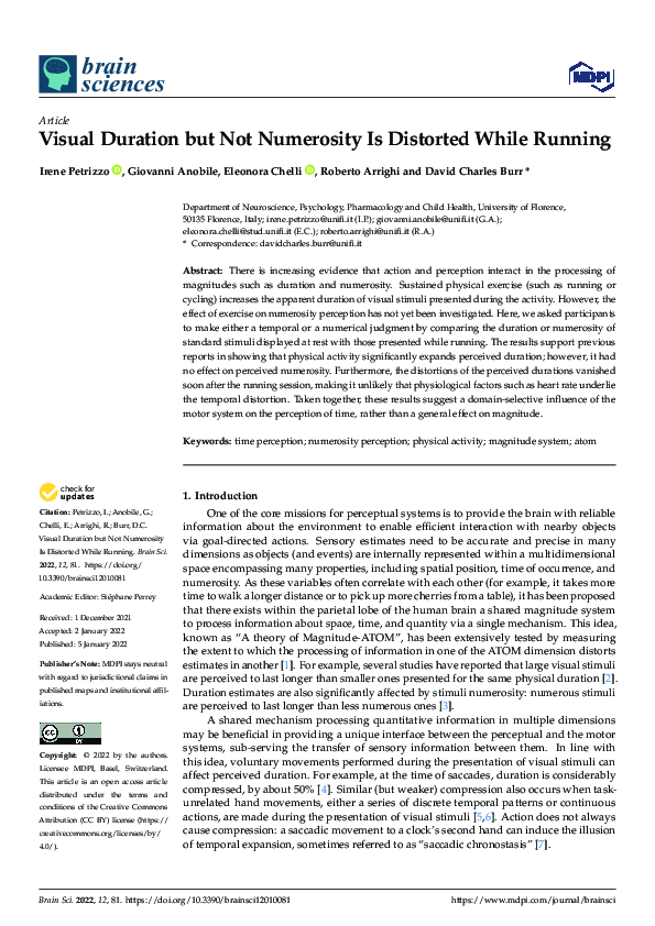 (PDF) Visual Duration but Not Numerosity Is Distorted While Running
