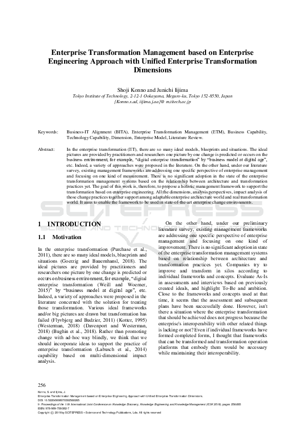 (PDF) Enterprise Transformation Management based on Enterprise ...