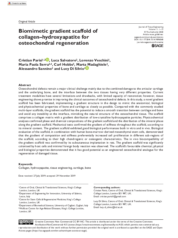 (PDF) Biomimetic gradient scaffold of collagen–hydroxyapatite for ...