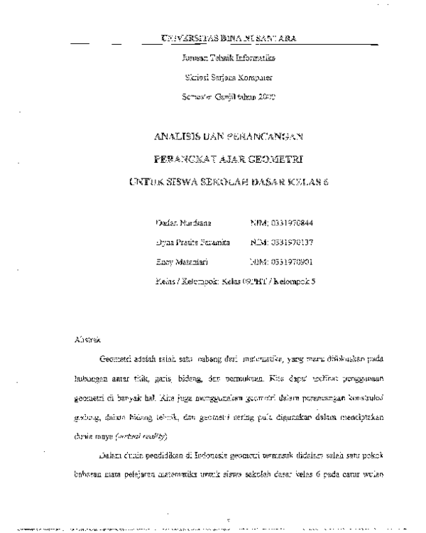 (PDF) Analisis Dan Perancangan Perangkat Ajar Geometri Untuk Siswa ...