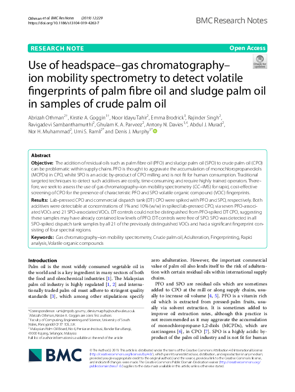 (PDF) Use of headspace–gas chromatography–ion mobility spectrometry to ...