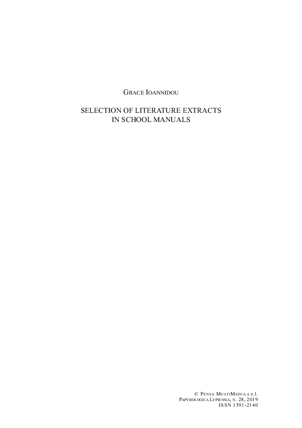 (PDF) SELECTION OF LITERATURE EXTRACTS IN SCHOOL MANUALS