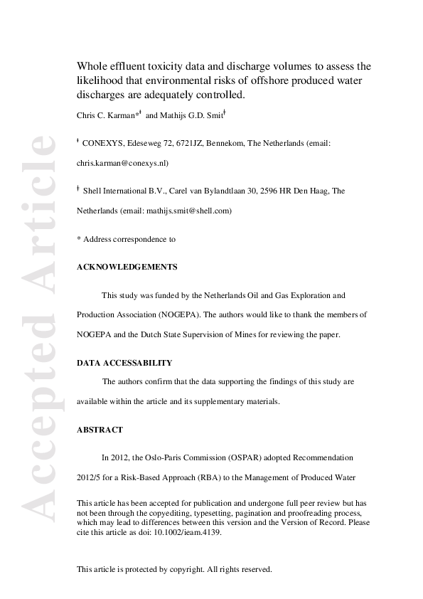 (PDF) Whole Effluent Toxicity Data and Discharge Volumes to Assess the ...