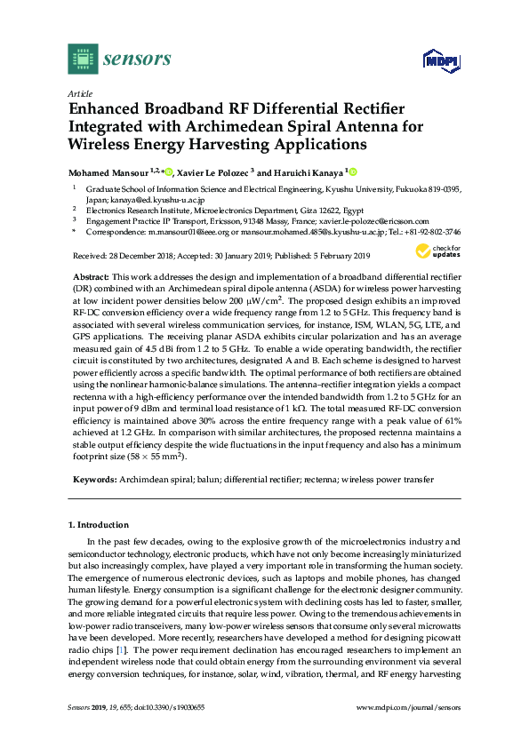 (PDF) Enhanced Broadband RF Differential Rectifier Integrated with ...