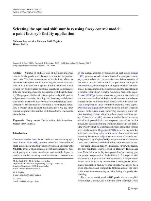 (PDF) Selecting the optimal shift numbers using fuzzy control model: a ...