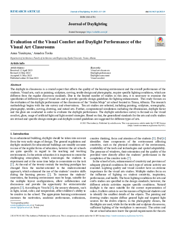(PDF) Evaluation of the Visual Comfort and Daylight Performance of the ...