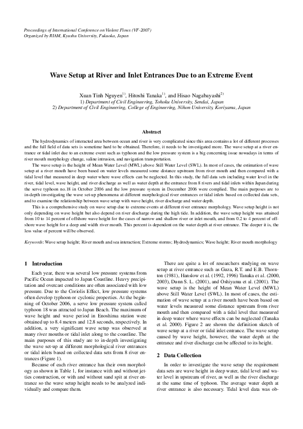 (PDF) Wave Setup at River and Inlet Entrances Due to an Extreme Event ...