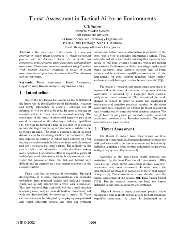 (PDF) Threat assessment in tactical airborne environments