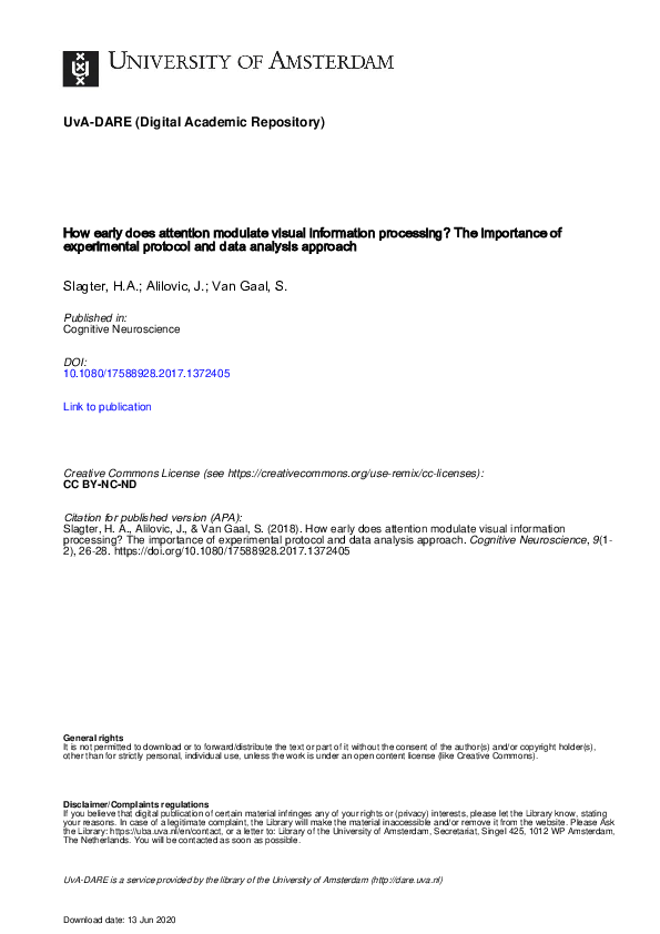 (PDF) How early does attention modulate visual information processing? The importance of ...