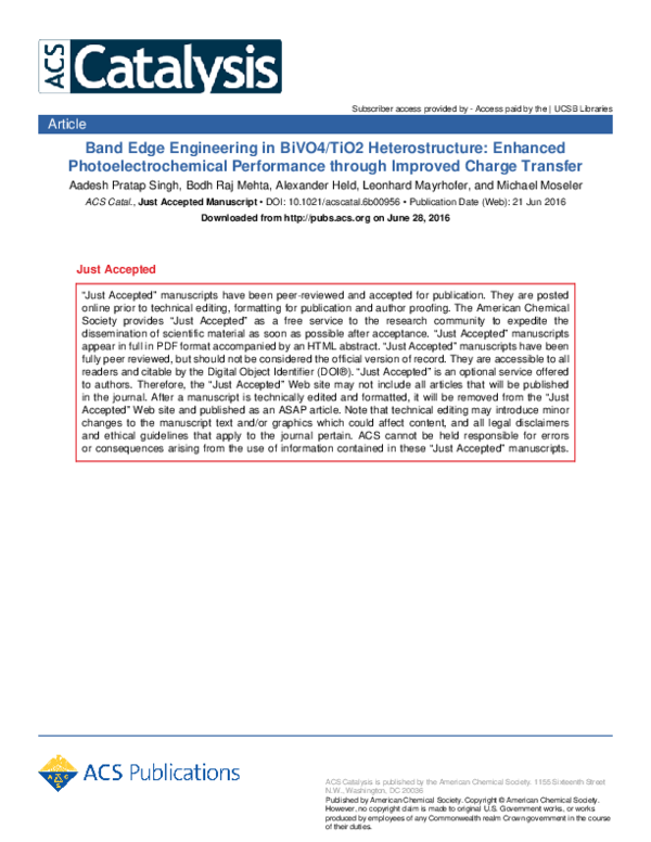 (PDF) Band Edge Engineering in BiVO4/TiO2 Heterostructure: Enhanced ...
