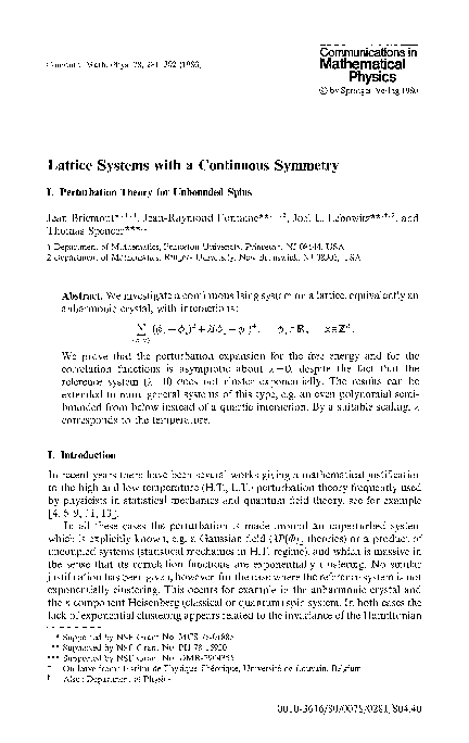 (PDF) Lattice systems with a continuous symmetry