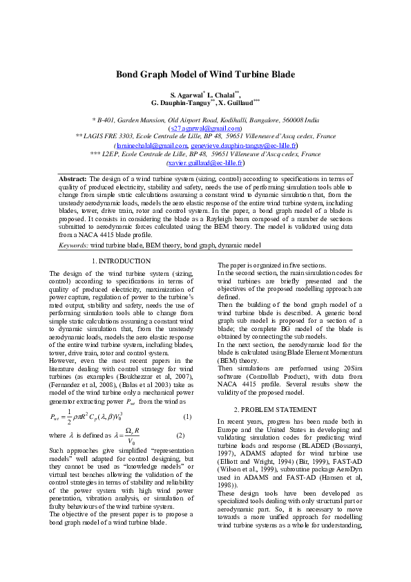 (PDF) Bond Graph Model of Wind Turbine Blade