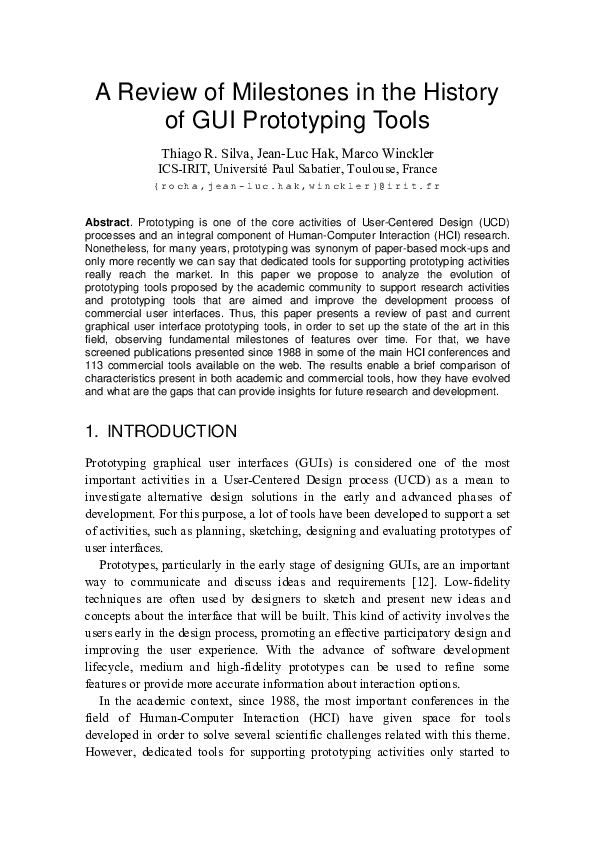 (PDF) A Review of Milestones in the History of GUI Prototyping Tools