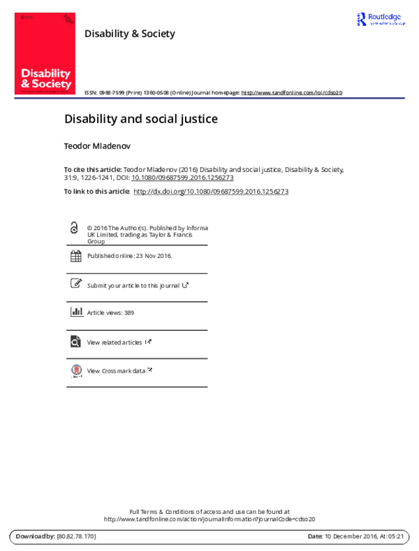 (PDF) Disability and Social Justice