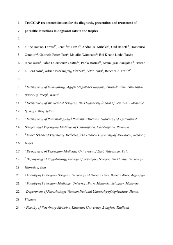 (PDF) TroCCAP recommendations for the diagnosis, prevention and ...