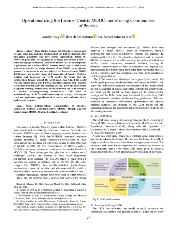 (PDF) Implementing a Learner-Centric MOOC Model