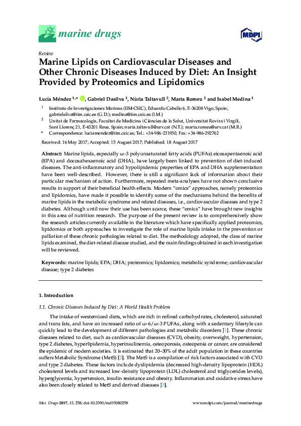 (PDF) Marine Lipids on Cardiovascular Diseases and Other Chronic ...