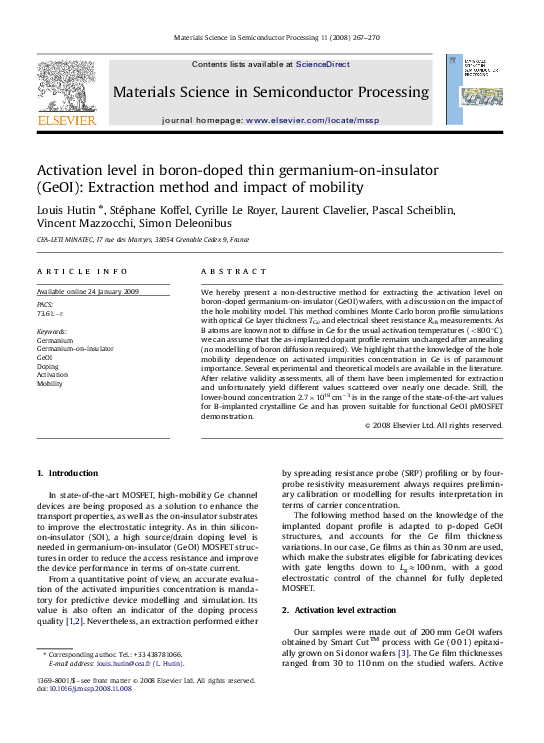 (PDF) Activation level in boron-doped thin germanium-on-insulator (GeOI ...