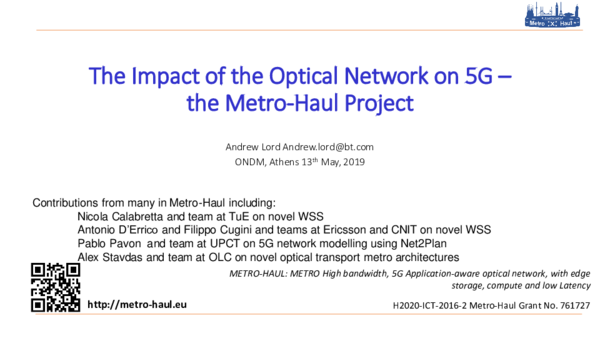 (PDF) The Impact of the Optical Network on 5G – The Metro-Haul Project ...