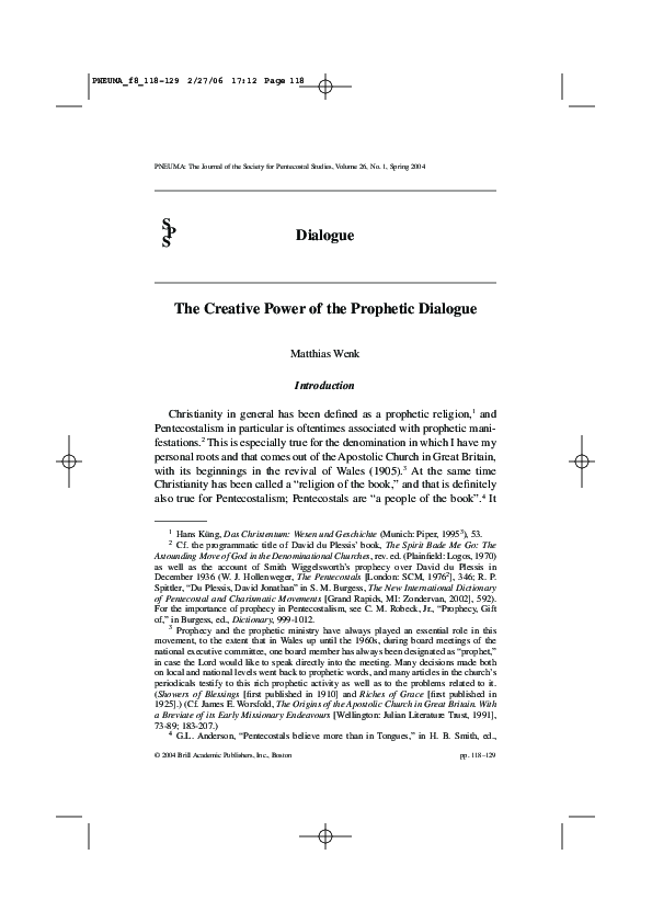 (PDF) The Creative Power of the Prophetic Dialogue