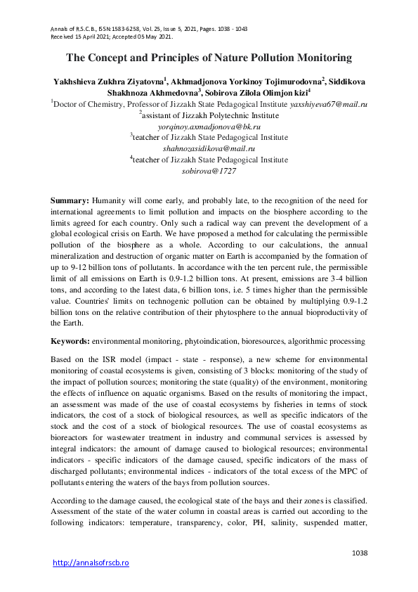 (PDF) The Concept and Principles of Nature Pollution Monitoring