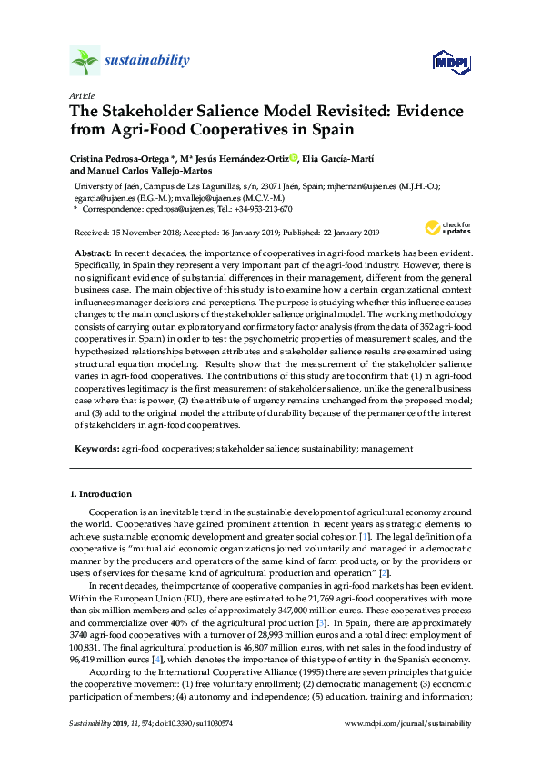 (PDF) The Stakeholder Salience Model Revisited: Evidence from Agri-Food ...