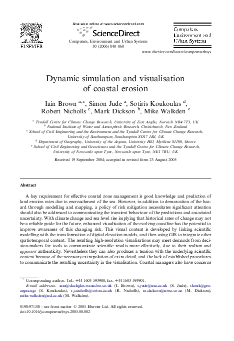 (PDF) Dynamic Simulation and Visualisation of Coastal Erosion: Past present and future