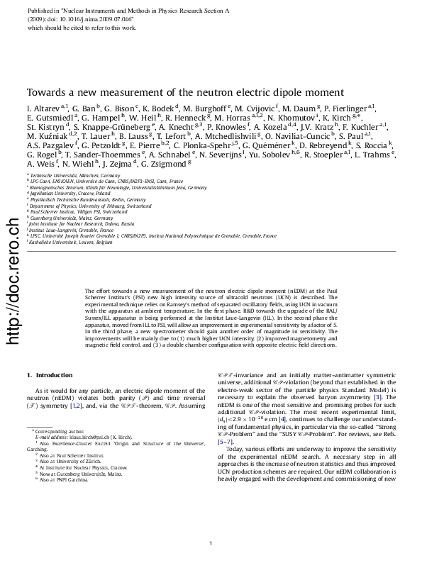 (PDF) Towards a new measurement of the neutron electric dipole moment
