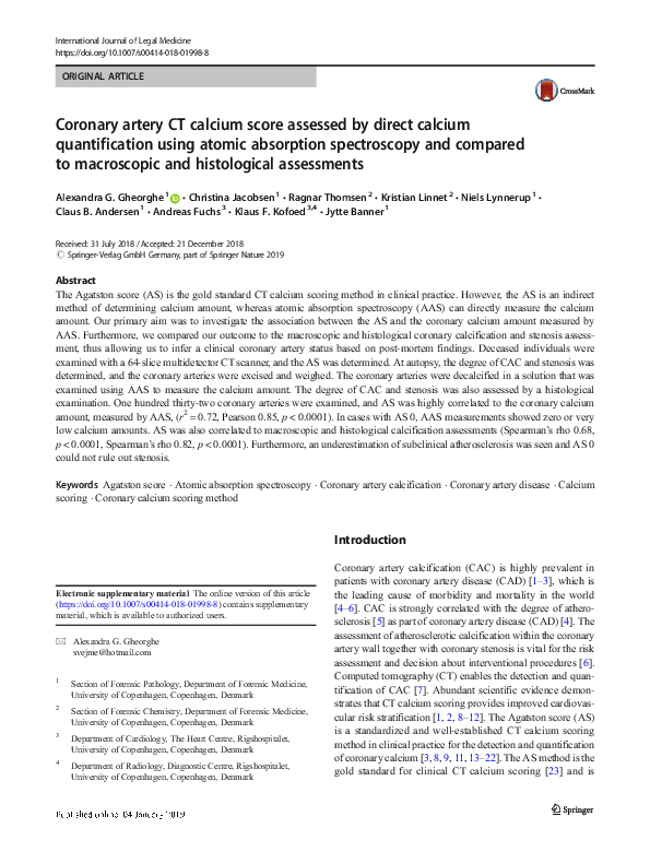 (PDF) Coronary artery CT calcium score assessed by direct calcium ...