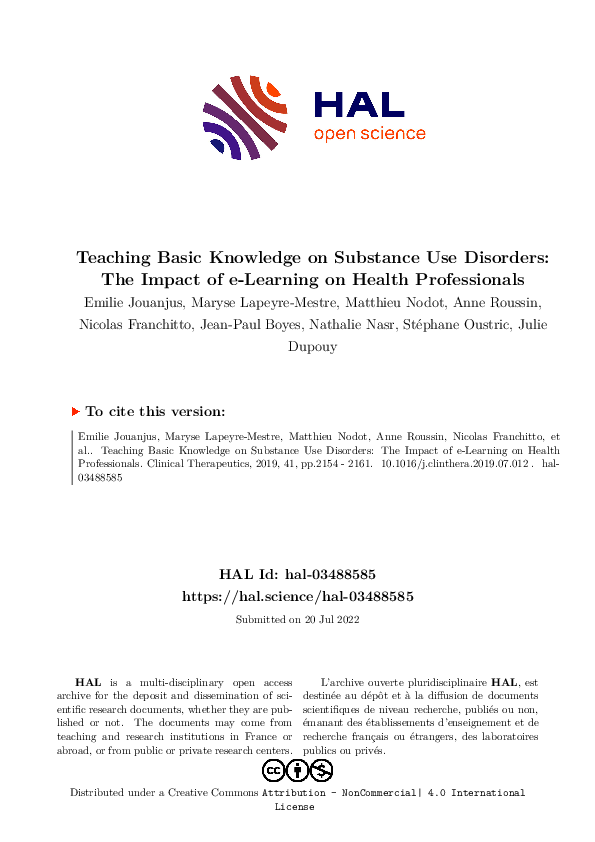 (PDF) Teaching Basic Knowledge on Substance Use Disorders: the Impact ...