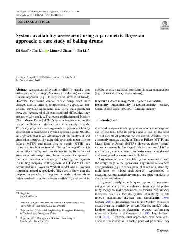 (PDF) Parametric Bayesian Method for System Availability