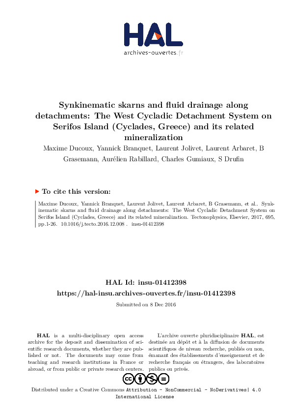 (PDF) Synkinematic skarns and fluid drainage along detachments: The ...