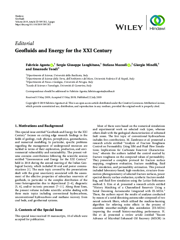 (PDF) Geofluids and Energy for the XXI Century