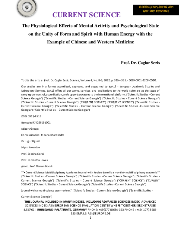 (PDF) The Physiological Effects of Mental Activity and Psychological ...