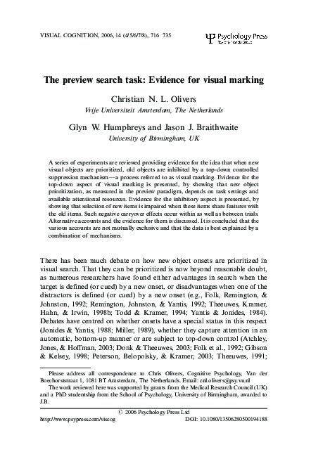 (PDF) The preview search task: Evidence for visual marking | Dr Jason J ...