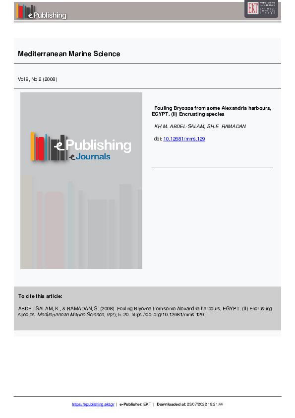 (PDF) Fouling Bryozoa from some Alexandria harbours, EGYPT. (II ...