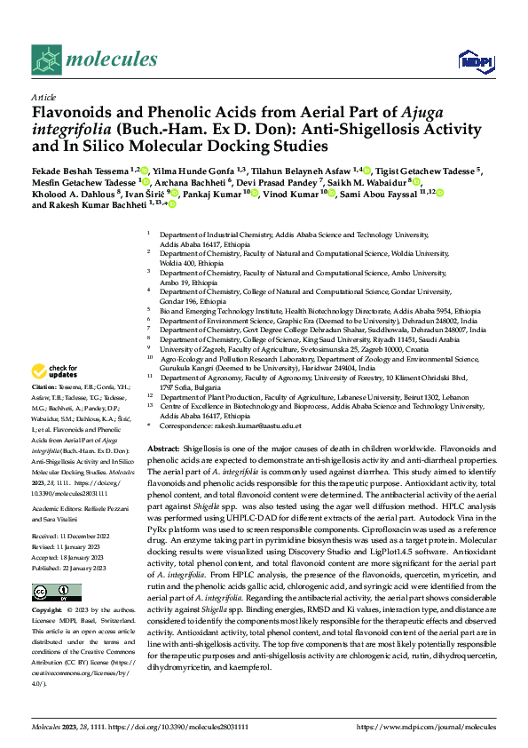(PDF) Flavonoids and Phenolic Acids from Aerial Part of Ajuga integrifolia (Buch.-Ham. Ex D. Don ...