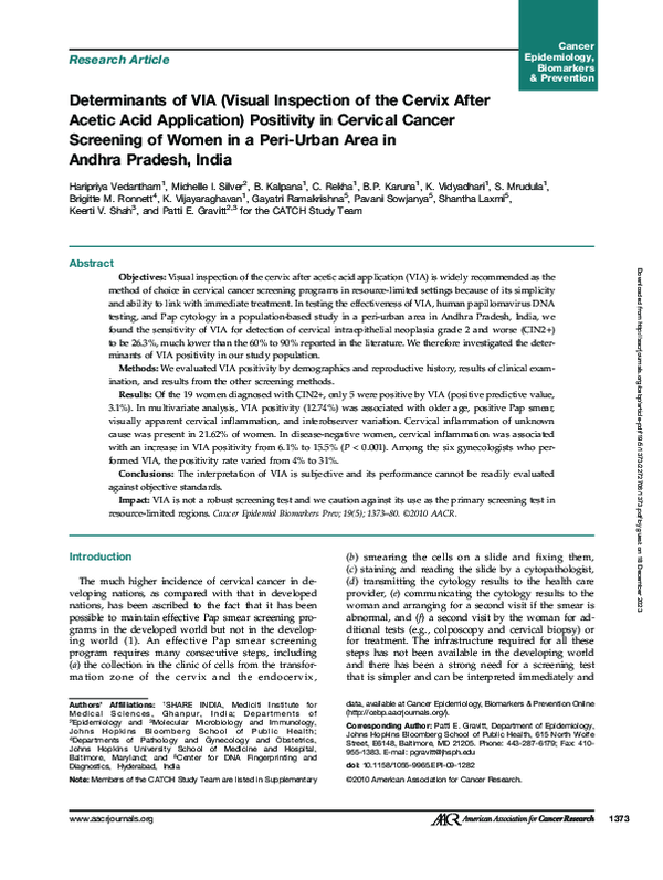 (PDF) Determinants of VIA (Visual Inspection of the Cervix After Acetic ...