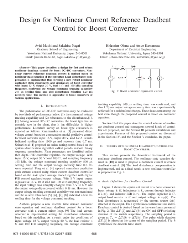 (PDF) Design for nonlinear current reference deadbeat control for boost converter