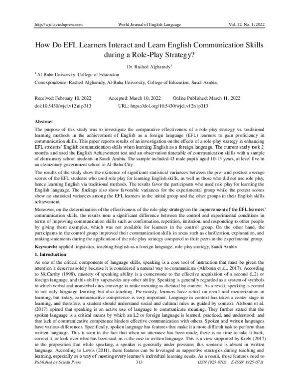 (PDF) How Do EFL Learners Interact and Learn English Communication ...