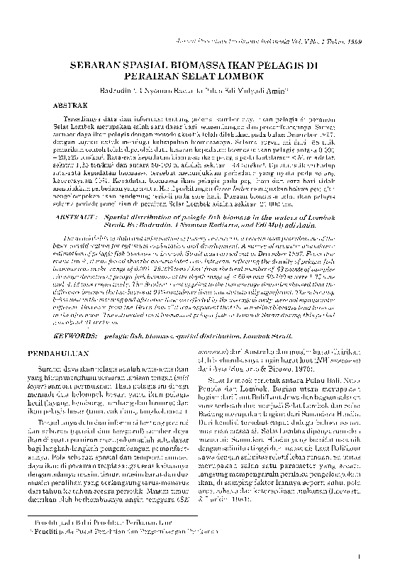 (PDF) Sebaran Spasial Biomassa Ikan Pelagis DI Perairan Selat Lombok ...