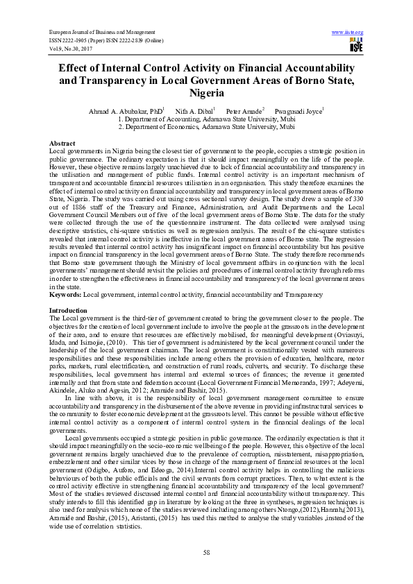 (PDF) Effect of Internal Control Activity on Financial Accountability ...