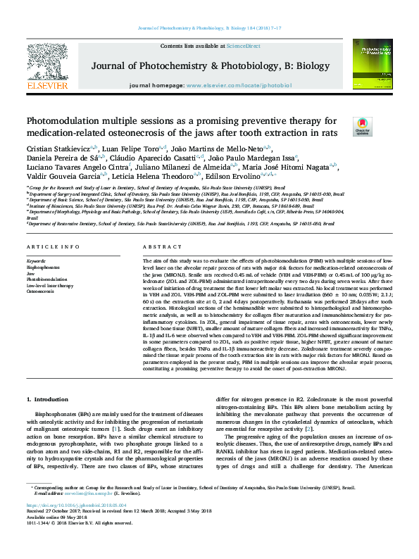(PDF) Photomodulation multiple sessions as a promising preventive therapy for medication-related ...