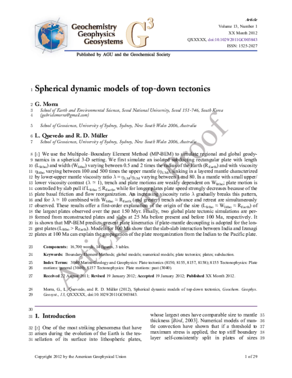 (PDF) Spherical dynamic models of top‐down tectonics