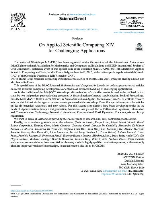 (PDF) On Applied Scientific Computing XIVfor Challenging Applications