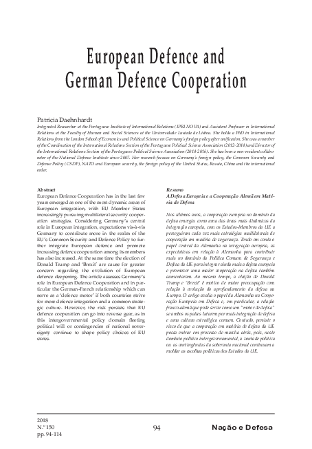 (PDF) European Defence and German defence Cooperation