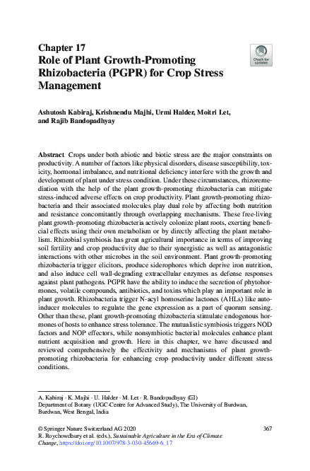 (PDF) Role of Plant Growth-Promoting Rhizobacteria (PGPR) for Crop Stress Management