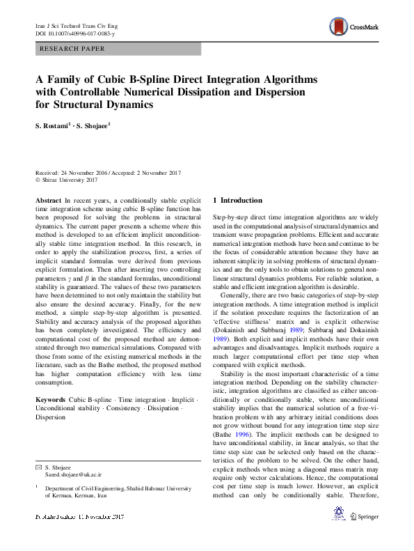 (PDF) A Family of Cubic B-Spline Direct Integration Algorithms with Controllable Numerical ...