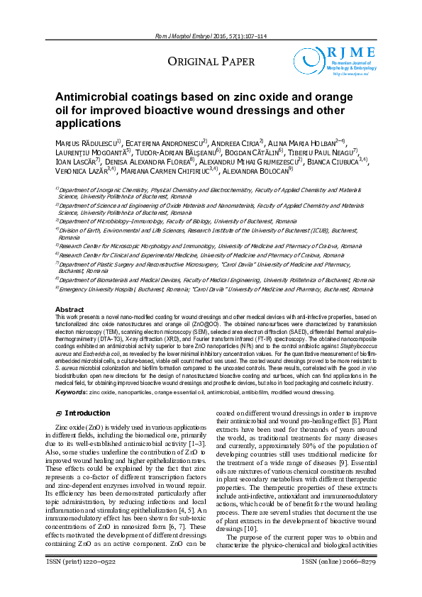 (PDF) Antimicrobial coatings based on zinc oxide and orange oil for ...