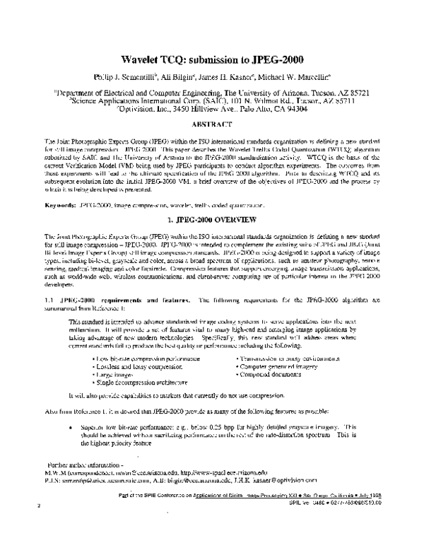 (PDF) Wavelet TCQ: submission to JPEG-2000